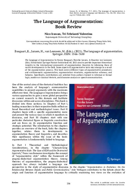 Pdf The Language Of Argumentation A Book Review