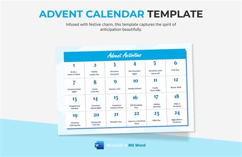Advent Calendar Template In Word Download