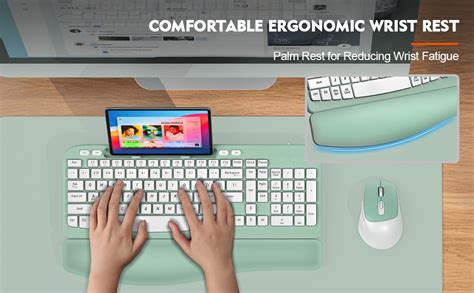 Wireless Keyboard And Mouse Combo Wave Keys Full Sized Ergonomic Keyboard With