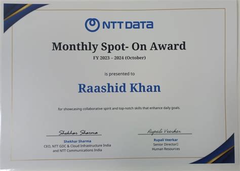 Raashid Khan On Linkedin Recognition At Workplace Delighted To Share That I Have Been Awarded