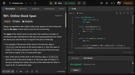 Solved Leetcode 901 Online Stock Span With Optimized Stack Aarati