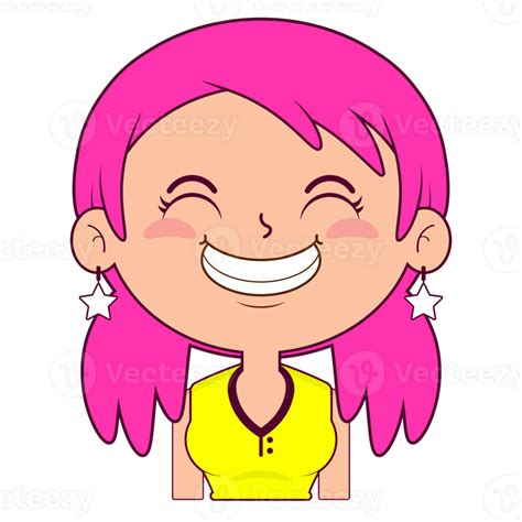 Girl Smile Face Cartoon Cute 23360353 Png
