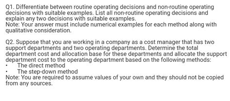 Solved Q1 Differentiate Between Routine Operating Decisions And