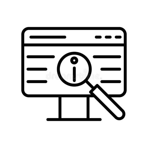 Researching Information Online Linear Logo Mark In Black And White Stock Vector Illustration