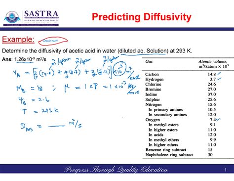 Unit 1 Tutorial 2 Mass Transfer 1 Notes Predicting Diffusivity 1 Example Determine The