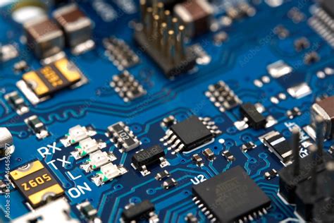 Micro Electronics Arduino DIY Components On A Light Background Top View Copy Space
