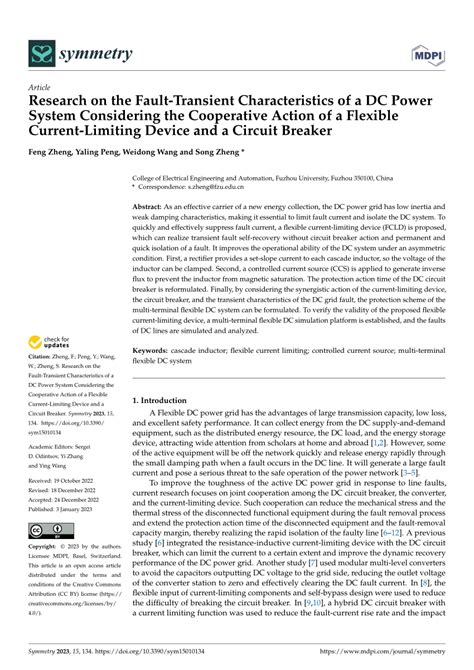 Pdf Research On The Fault Transient Characteristics Of A Dc Power