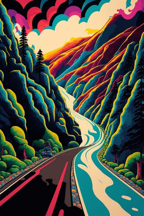 Splendid Landscape Artwork Fusion Stock Illustration Illustration Of