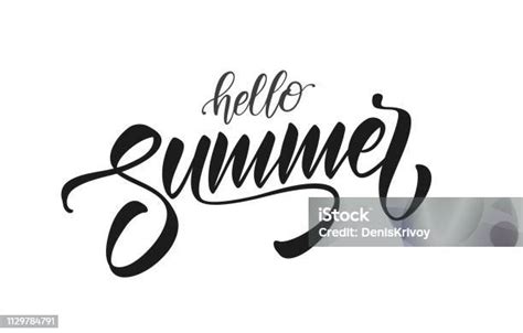 벡터 일러스트 레이 션 흰색 배경 안녕하세요 여름의 붓글씨 형식 글자를 손으로 검은색에 대한 스톡 벡터 아트 및 기타 이미지 검은색 계절 관광 리조트 Istock