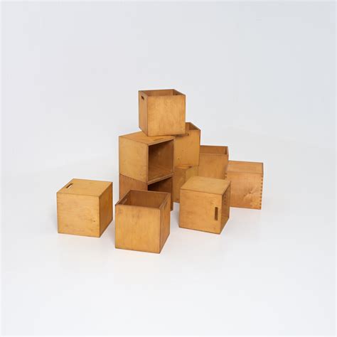 Set Of 10 Modular Wooden Cubes Vintage Design Point