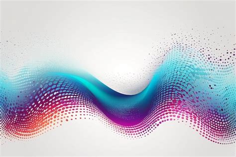 Flowing Dots Particles Wave Pattern Halftone Gradient Curve Shape Isolated On White Background