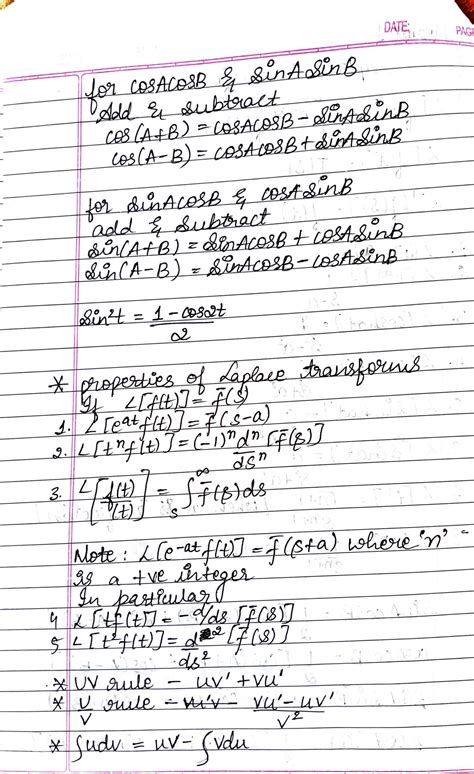 SOLUTION Formulas On Laplace Transform Module 1 Of 3rd Sem Engineering