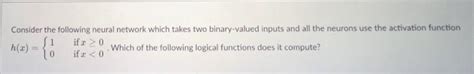 Solved Consider The Following Neural Network Which Takes Two