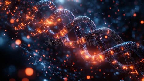 Digital Dna Strand Futuristic Technology Concept Generative Ai Stock Illustration Illustration