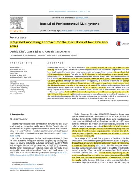 integrated modelling approach for the evaluation of low emission zones