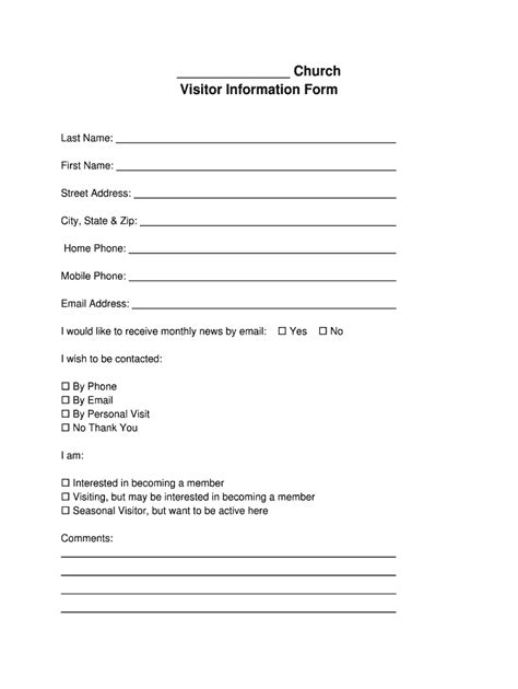 Church Visitor Form Pdf Fill Online Printable Fillable For Church
