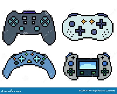 Pixel Art Various Gaming Controller Stock Vector Illustration Of Game
