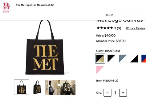 The Met Metropolitan Museom Of New York Black Canvas Tote Bag Womens