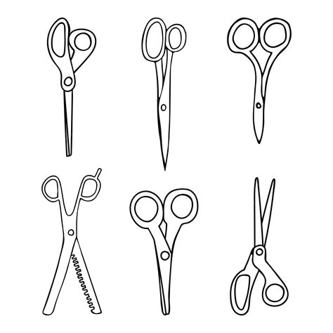 Premium Vector Scissors Doodle Icons Collection In Vector Scissors Hand Drawn Set In Vector