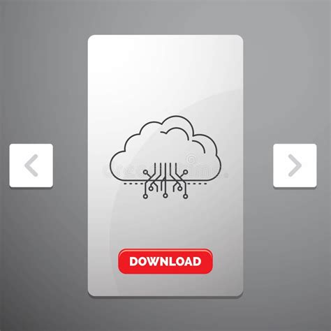 Cloud Computing Data Hosting Network Line Icon In Carousal Pagination Slider Design And Red