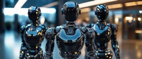 Android Robots Three Black Robots Skyfi Robots In The Office Fantastic