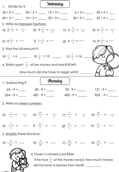 6th Class Maths Homework Sheets For The Entire School Year