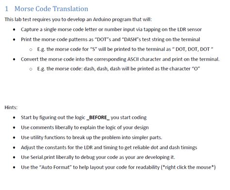 Solved 1 Morse Code Translation This Lab Test Requires You