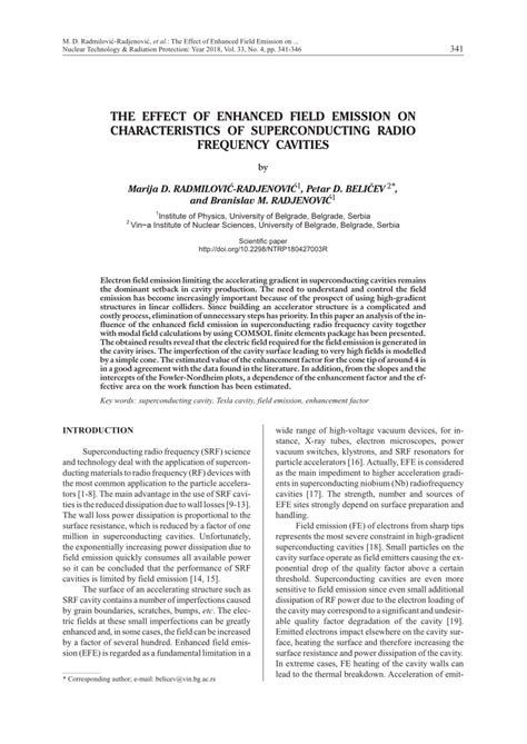 Pdf The Effect Of The Enhanced Field Emission On The Characteristics Of The Superconducting