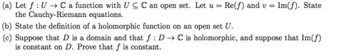 solved a let f → c a function with u c c an open set