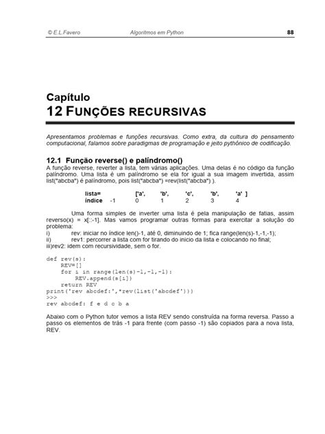 Recursividade Em Python 2022 Pdf Recursão Python Linguagem De
