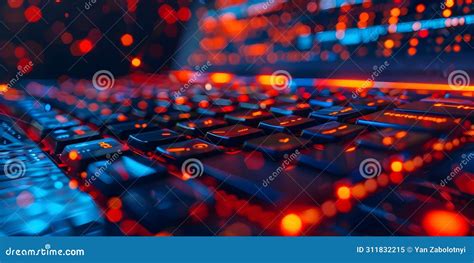 Computer Keyboard Closeup With Coding Symbols And Screen Reflection Concept Technology Coding