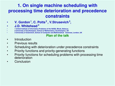 Ppt On Single Machine Scheduling With Processing Time Deterioration