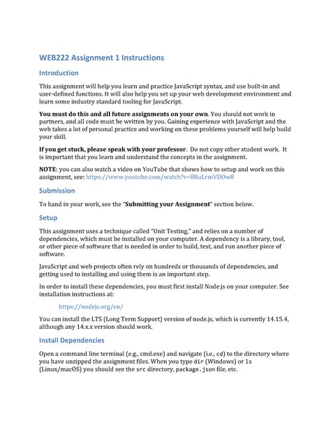 Assignment 1 The Actual Assignment WEB222 Assignment 1 Instructions