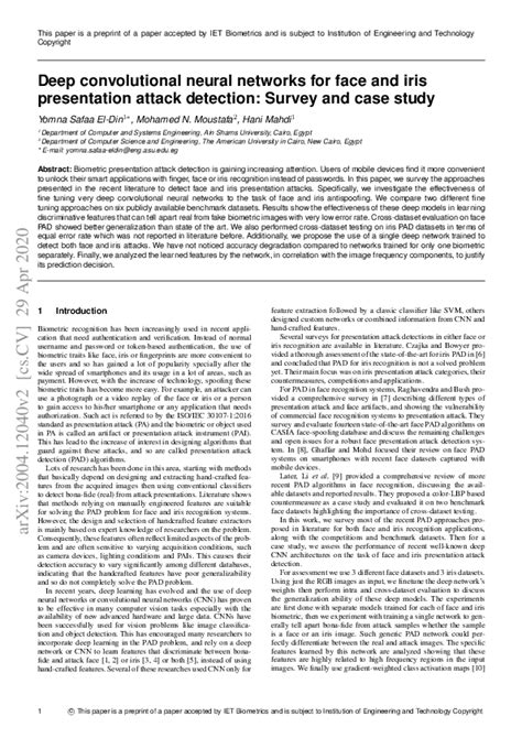 Pdf Deep Convolutional Neural Networks For Face And Iris Presentation