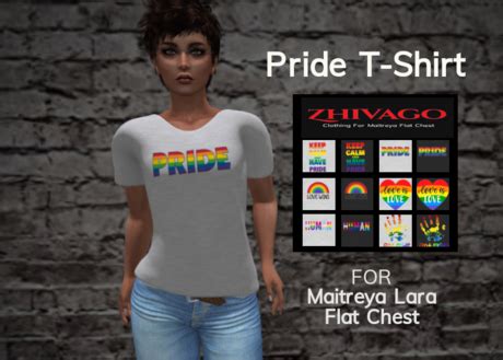 Second Life Marketplace Zivago Pride T Shirt For Maitreya Flat Chest