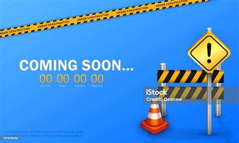 카운트다운 타이머와 흰색 텍스트가 있는 파란색 배너 곧 출시됩니다 3차원 형태에 대한 스톡 벡터 아트 및 기타 이미지 3차원 형태 건설 산업 건설 장비 Istock