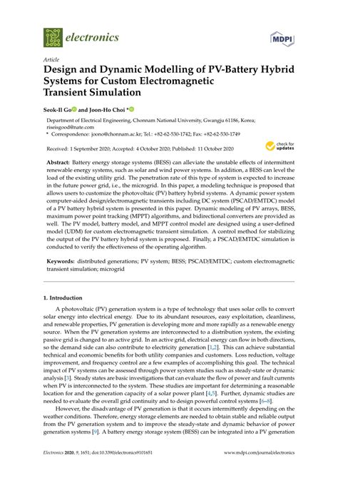 Pdf Design And Dynamic Modelling Of Pv Battery Hybrid Systems For