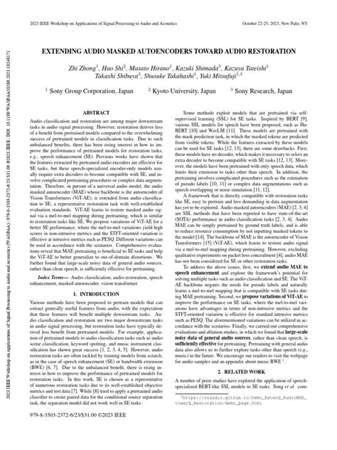 Extendingaudiomaskedautoencoderstowardaudiorestoration Pdf Data Compression Applied