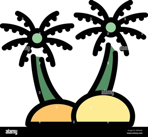 Island Palm Tree Icon Outline Vector Tourism Map Landmark Travel Color Flat Stock Vector Image