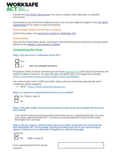 Fillable Online Worksafe Act Psychosocial Complaint Form Fax Email