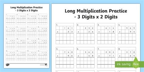 Long Multiplication Worksheet Digits X Digits Twinkl Worksheets Library