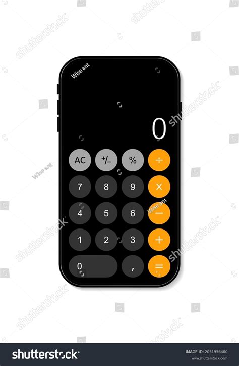 Calculator Smartphone App Calculate Interface Mobile Stock Vector