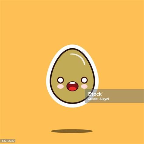 귀여운 행복 한 계란 만화 캐릭터 흰색 배경 벡터 일러스트 레이 션에 고립 재미 있는 패스트 푸드 메뉴 이모티콘 얼굴 아이콘입니다 행복 한 미소 만화 얼굴이 음식 코믹 닭