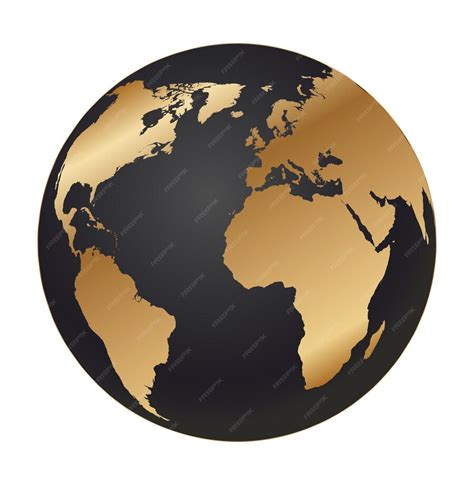 Globo Terráqueo Dorado Europa áfrica Y América Vector Premium
