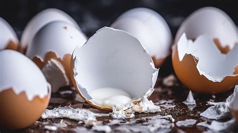 Macro View Of Cracked Eggs Arranged In A White Carton Against Textured