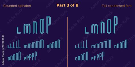 Condensed Outlined Sans Serif Font Rounded Set Stock Vector Adobe Stock