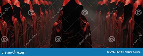 A Mesmerizing Scene Of People In Vibrant Red Cloaks With Hoods