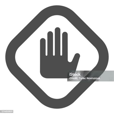 프레임 솔리드 아이콘에서 손 제스처를 중지합니다 주의 및 위험 경고 손바닥 기호 흰색 배경에 글리프 스타일의 그림 모바일 개념 웹 디자인에 대한 건설 기호 벡터 그래픽