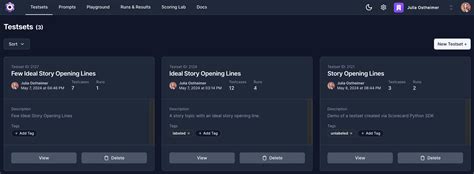 using the testset ui — scorecard ai docs