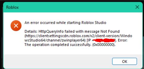 Cannot Install Studio Due To HttpQueryInfo Failed With Message Not Found Studio Bugs